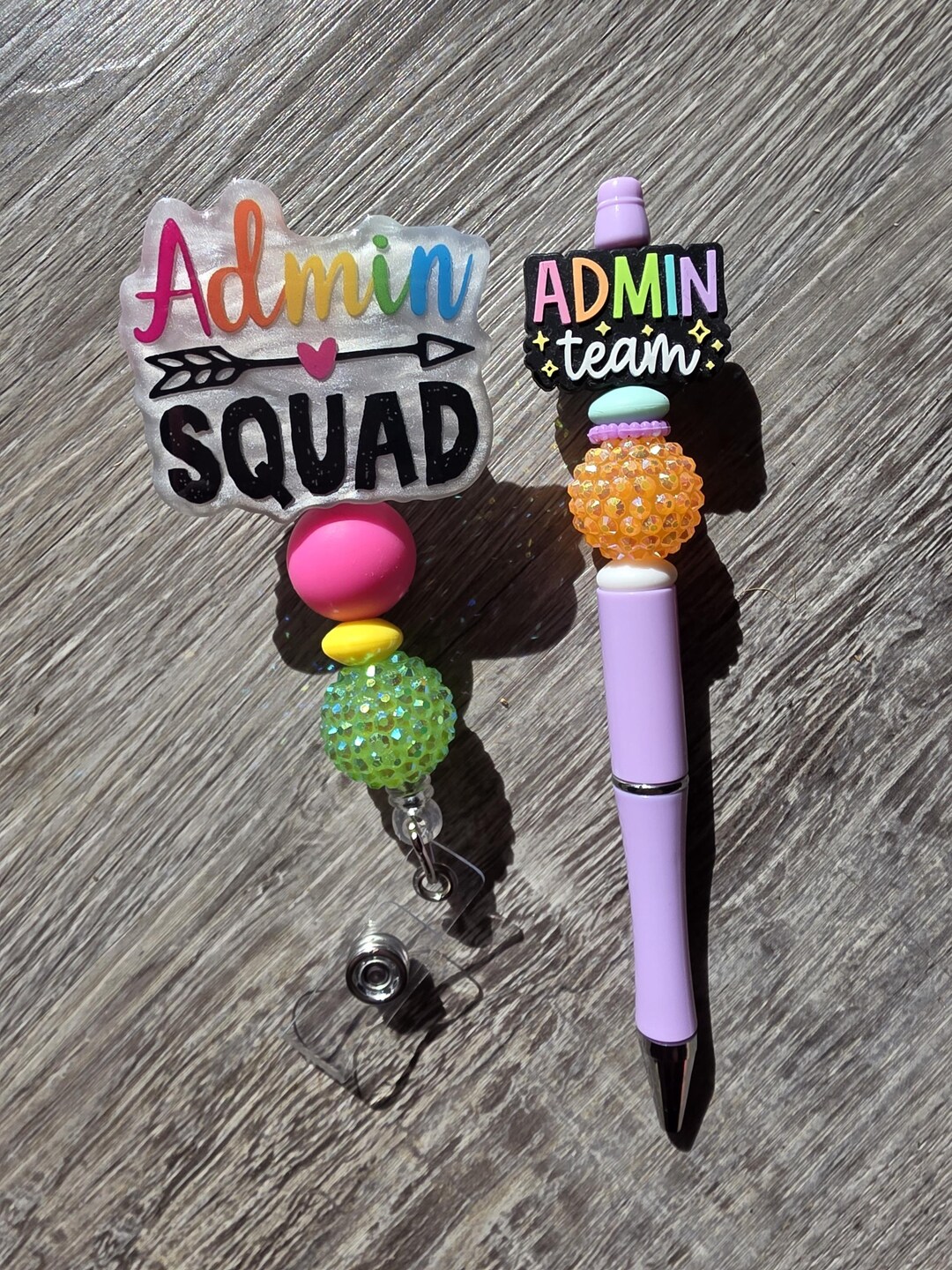 Admin Squad Beaded Badge Reel, Custom Pen - Etsy