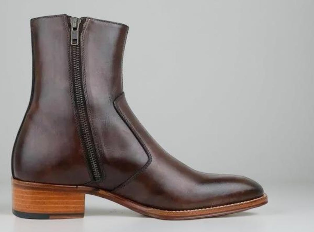 New Handmade Pure Leather Zipper Ankle Boots for Men's - Etsy