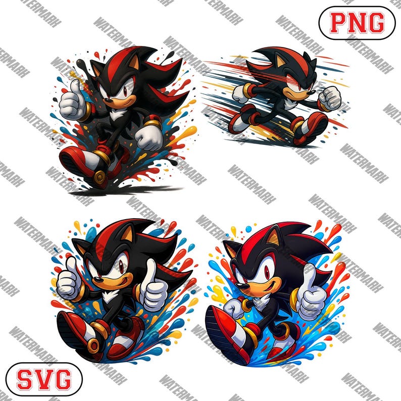Shadow in Sonic PNG, Sonic Character Clipart, Retro Water Color Shadow ...