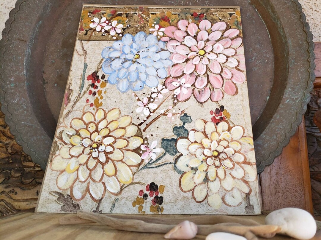 SHADOW GLADE... original acrylic painting, flower designs painted on ...