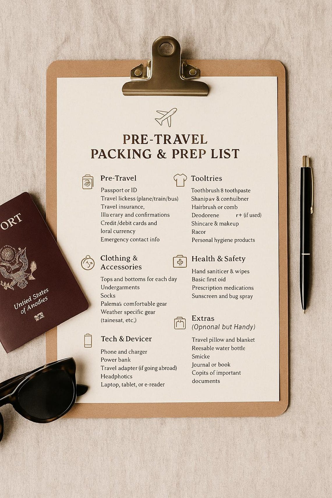 Printable Pre-trip Checklist | Digital Download - Etsy