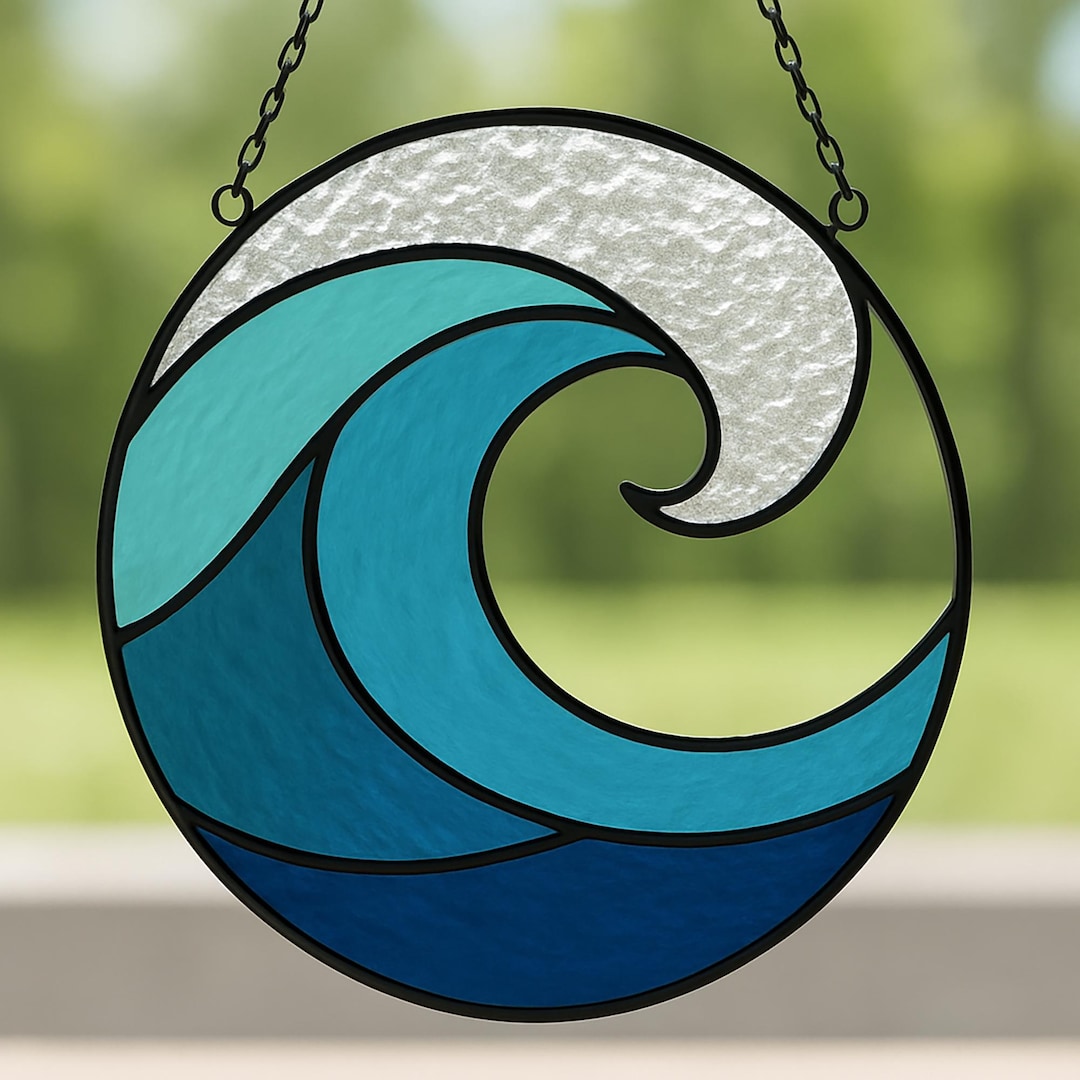 Ocean Waves Stained Glass Pattern, Ocean Waves Stained Glass Template ...