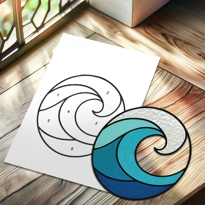 Ocean Waves Stained Glass Pattern, Ocean Waves Stained Glass Template ...