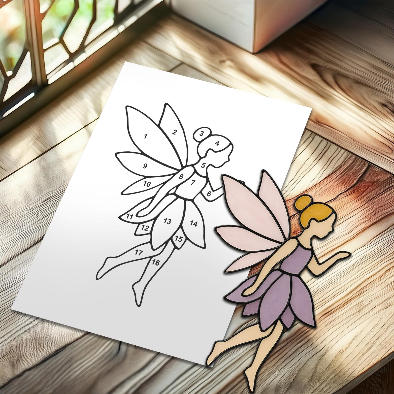 Fairy Stained Glass Pattern, Fairy Stained Glass Template, Fairy ...