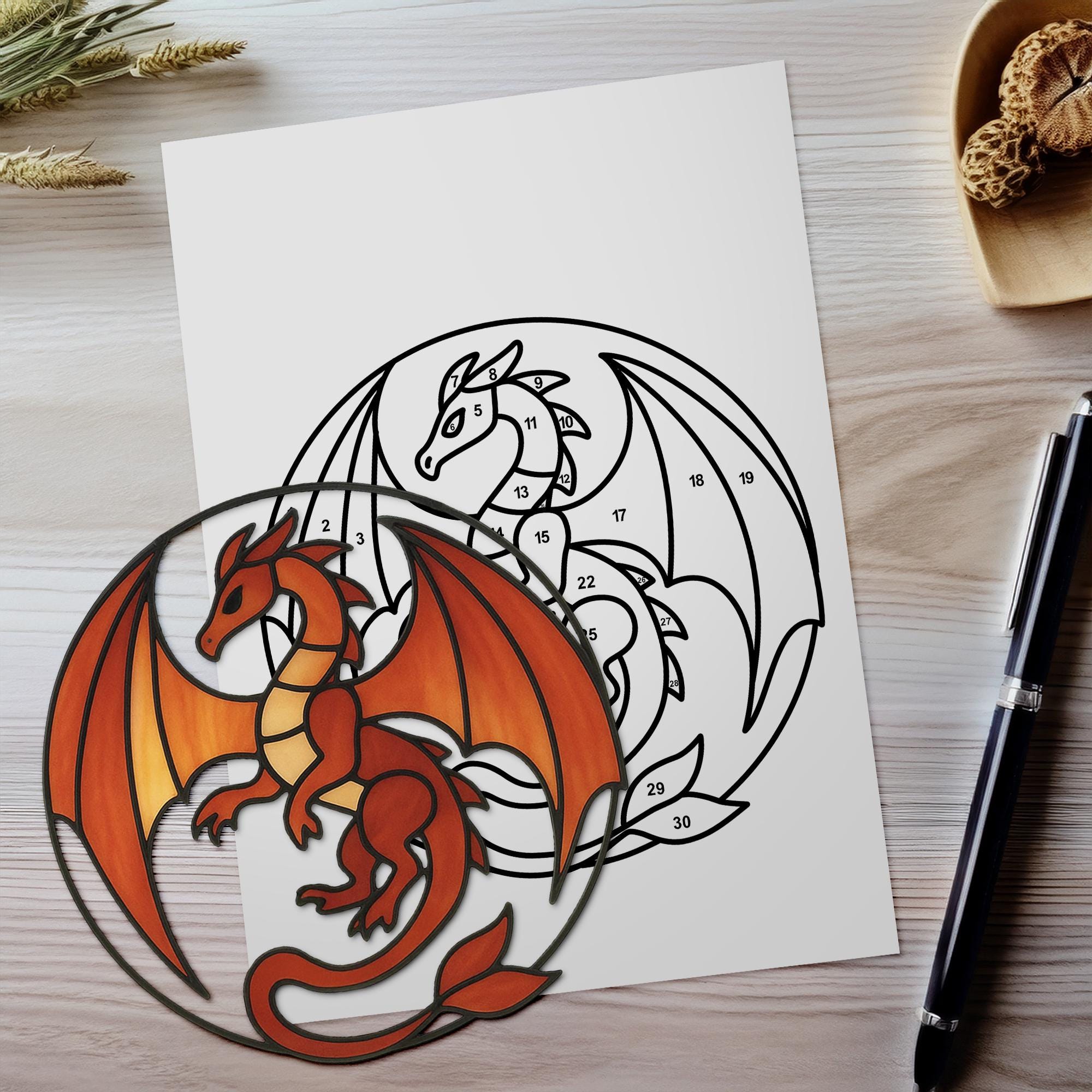 Red Dragon Stained Glass Pattern, Red Dragon Stained Glass Template ...