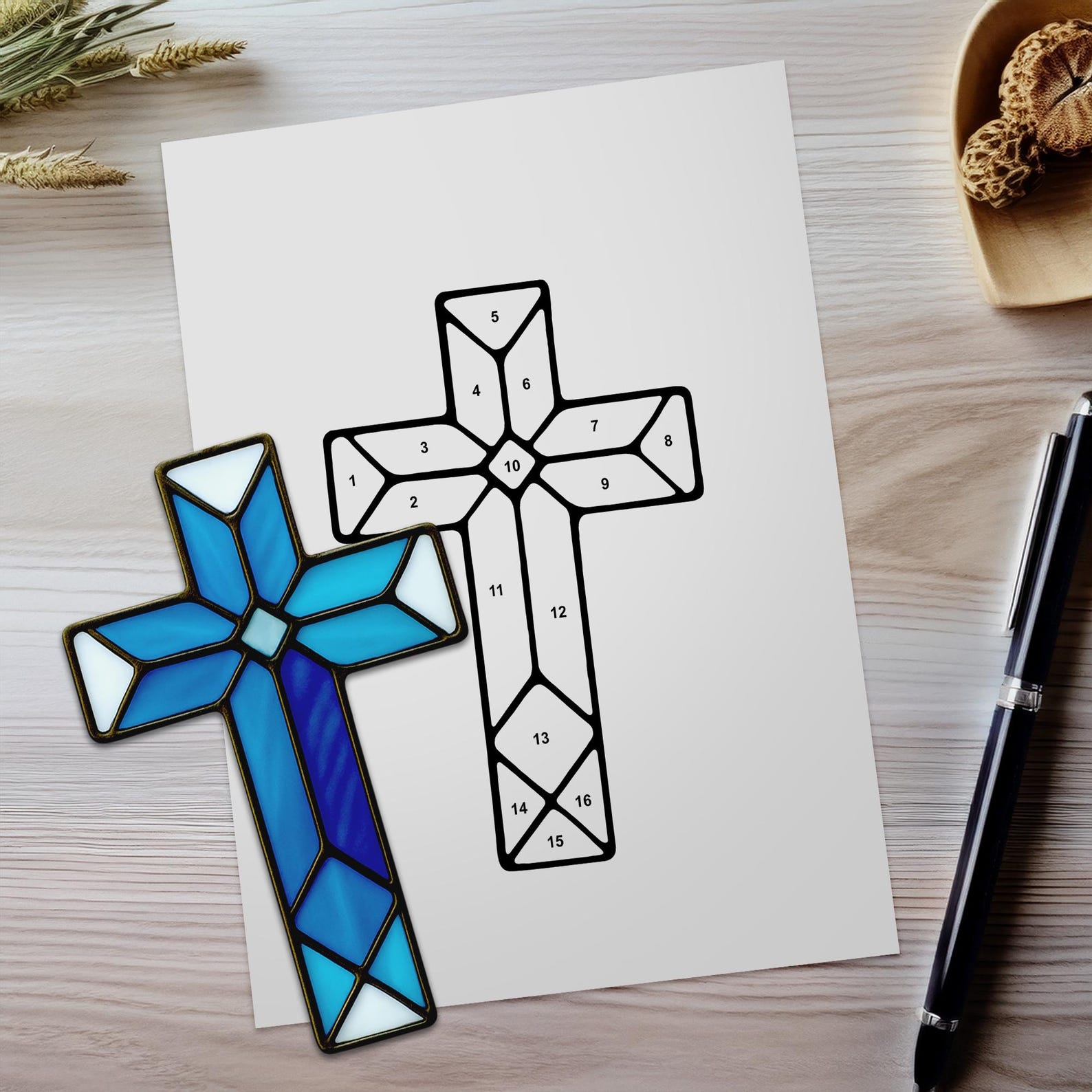 Cross Stained Glass Pattern, Cross Stained Glass Template, Cross ...