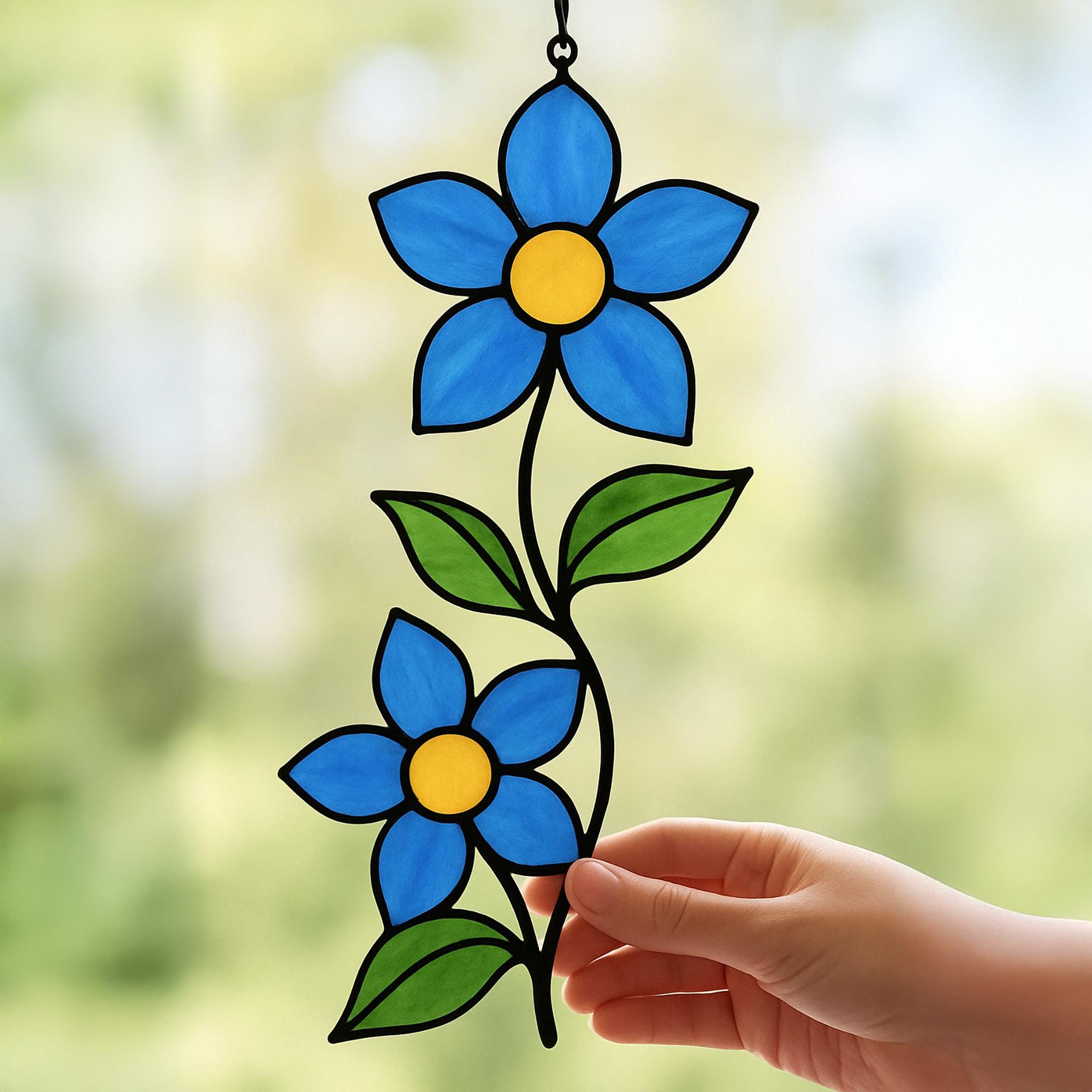 Forget Me Not Flower Stained Glass Pattern, Flower Stained Glass ...