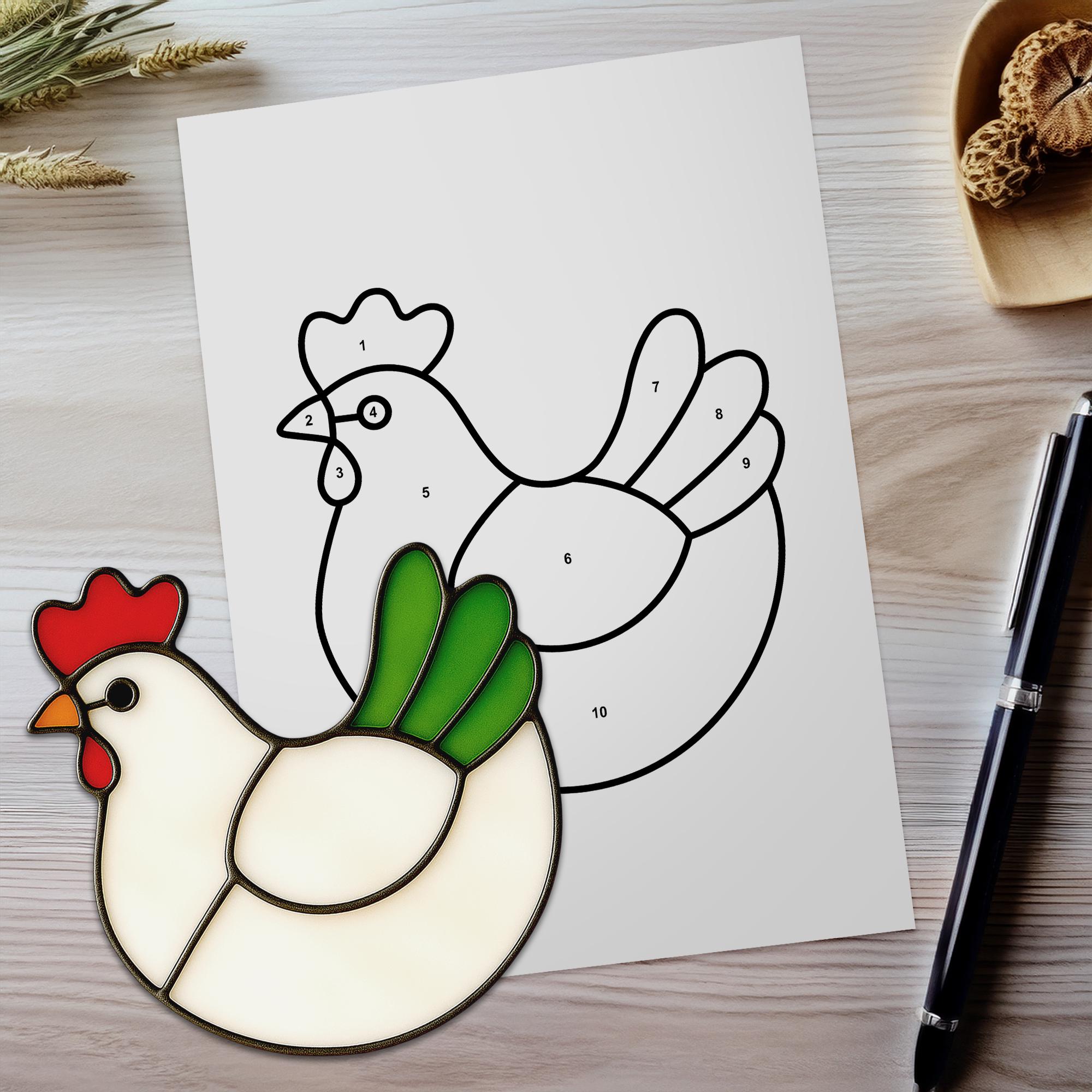 Chicken Glass Pattern, Chicken Stained Glass Template, Chicken Stained ...