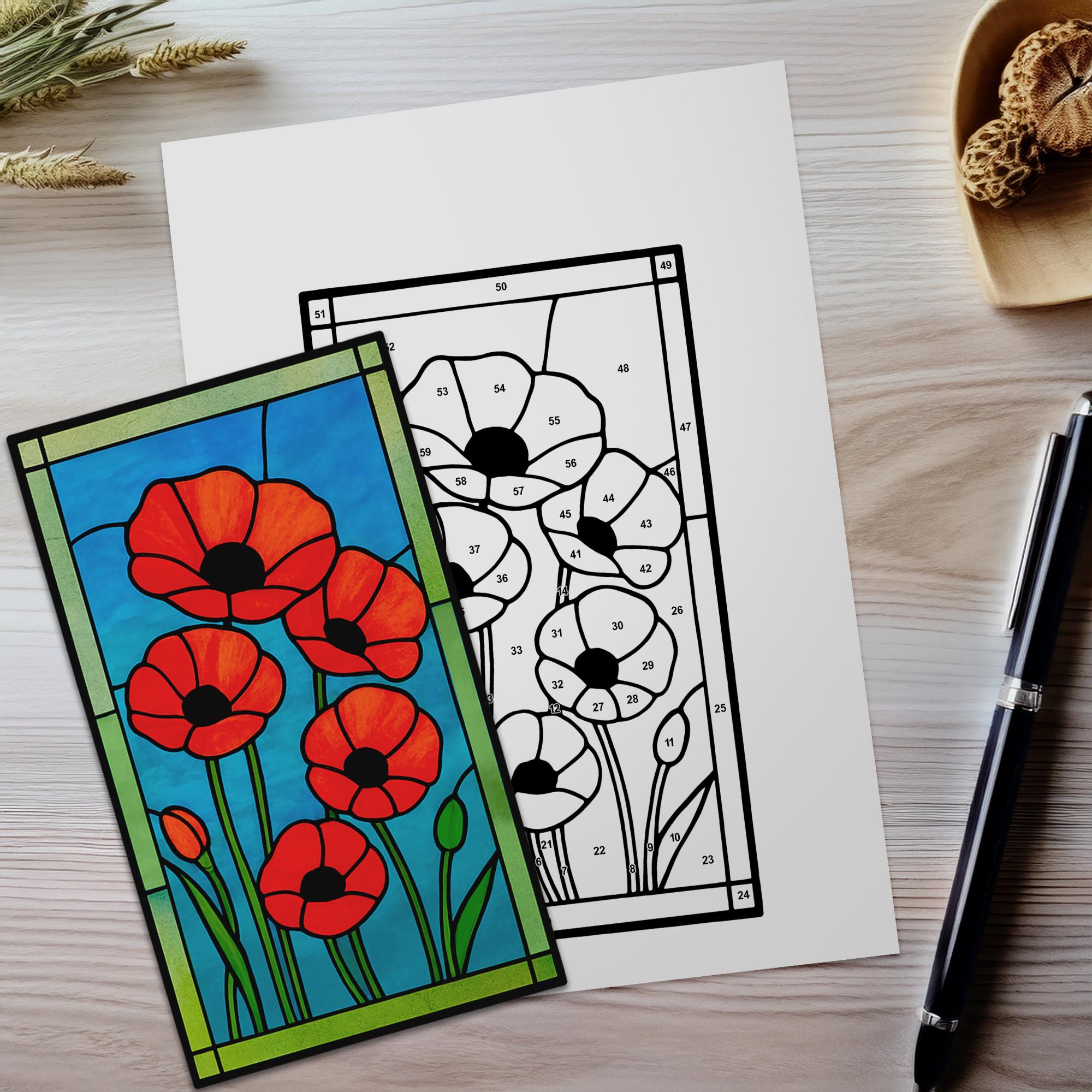 Poppy Stained Glass Pattern, Poppy Stained Glass Template, Poppy Flower ...
