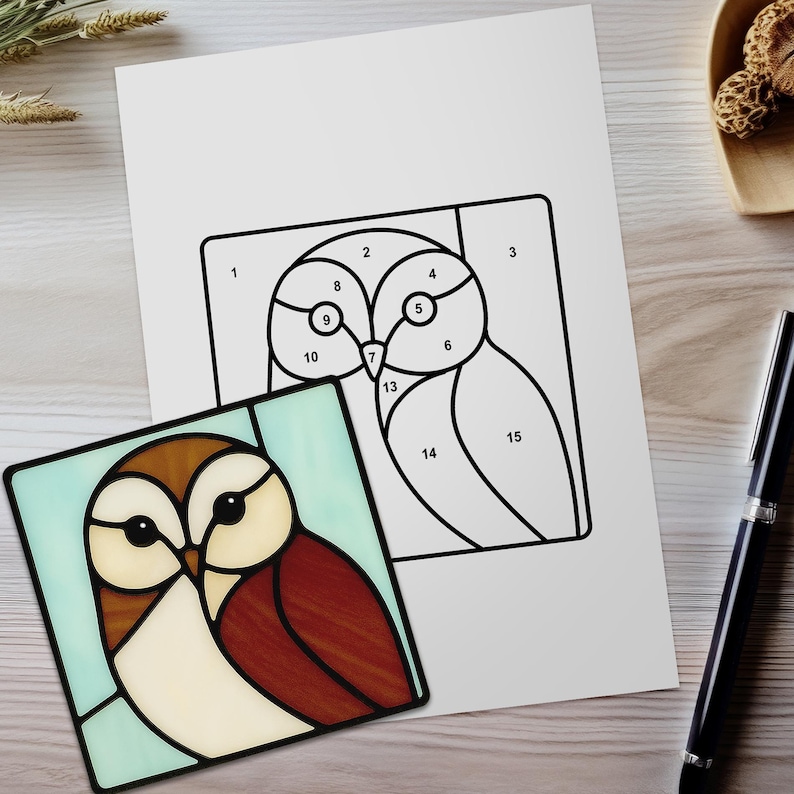 Owl Stained Glass Pattern, Owl Stained Glass Template, Owl Stained ...