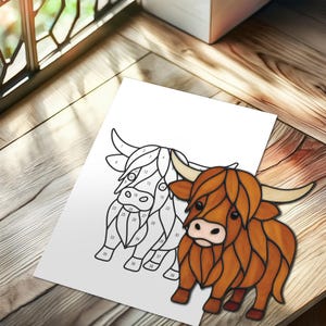 Cow Stained Glass Pattern, Bison Stained Glass Template, Bison Stained ...