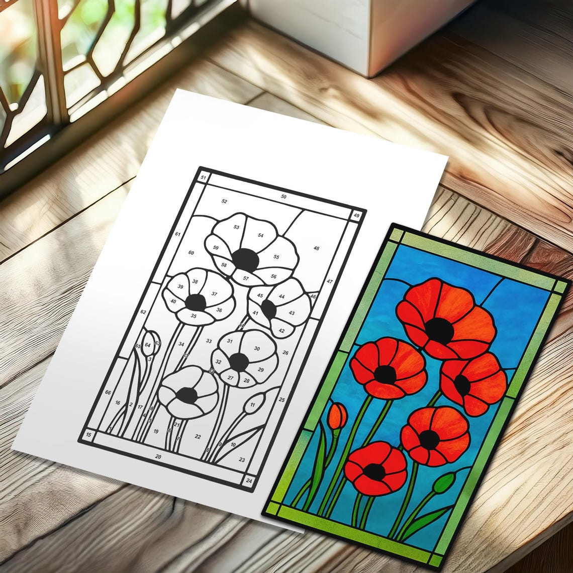 Poppy Stained Glass Pattern, Poppy Stained Glass Template, Poppy Flower ...
