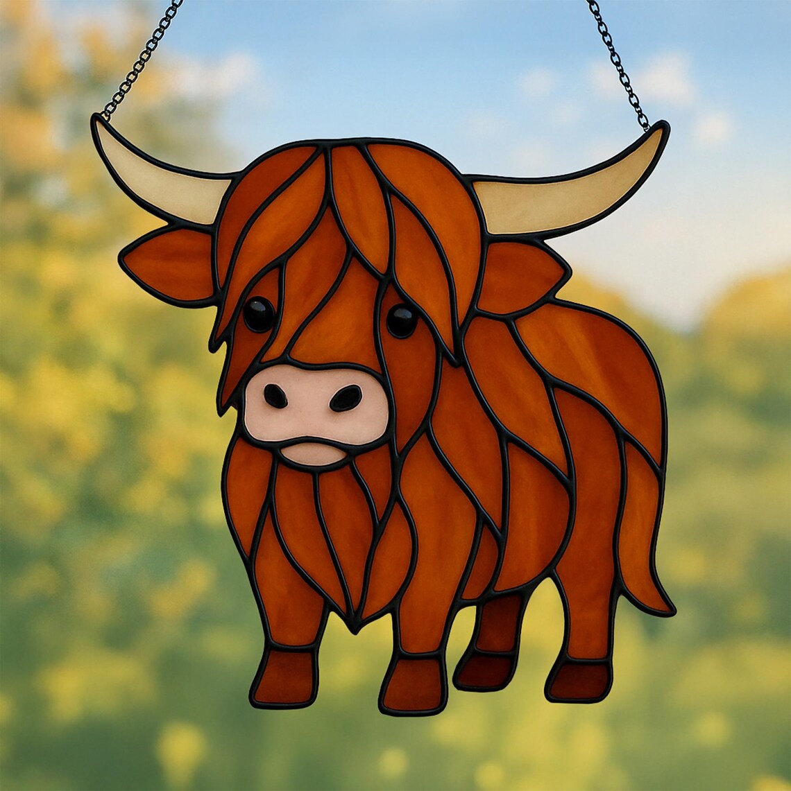 Cow Stained Glass Pattern, Bison Stained Glass Template, Bison Stained ...