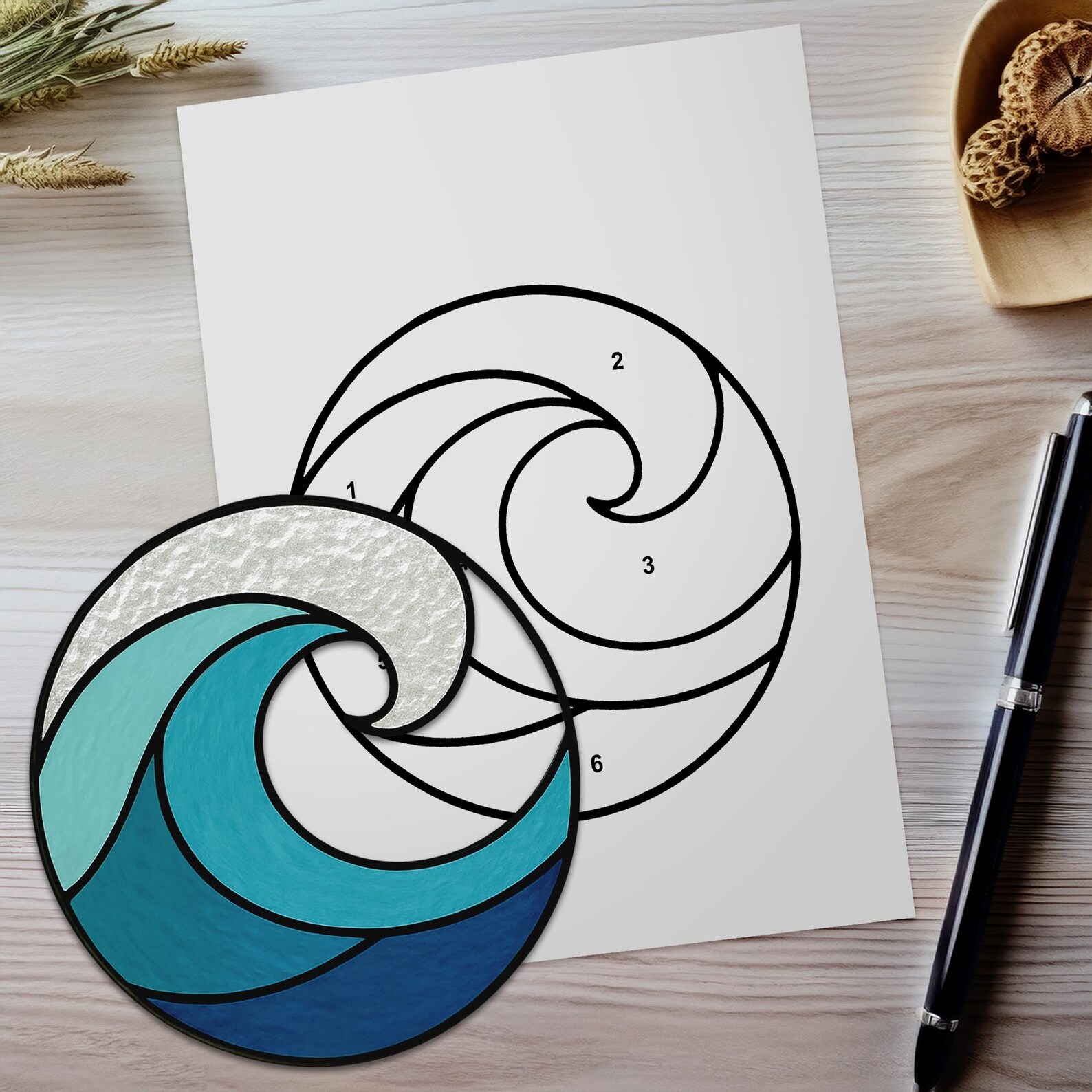 Ocean Waves Stained Glass Pattern, Ocean Waves Stained Glass Template ...