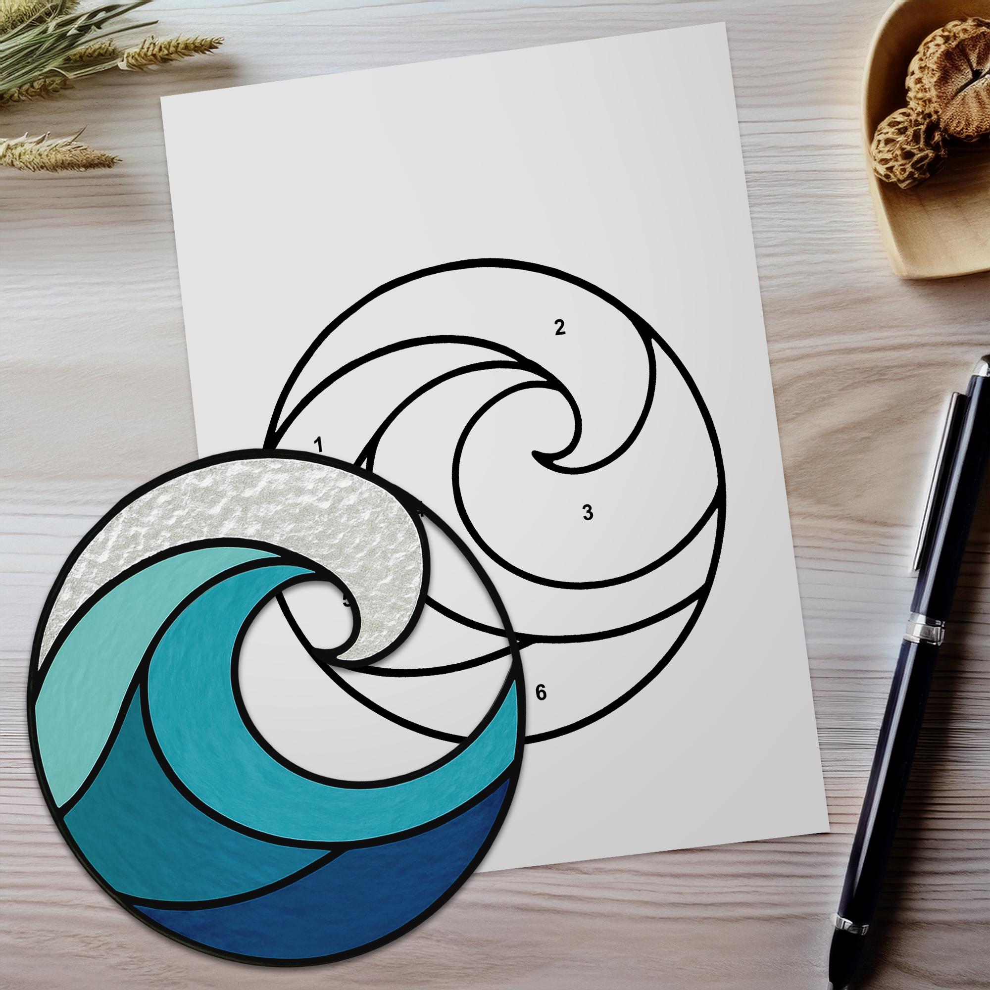 Ocean Waves Stained Glass Pattern, Ocean Waves Stained Glass Template ...