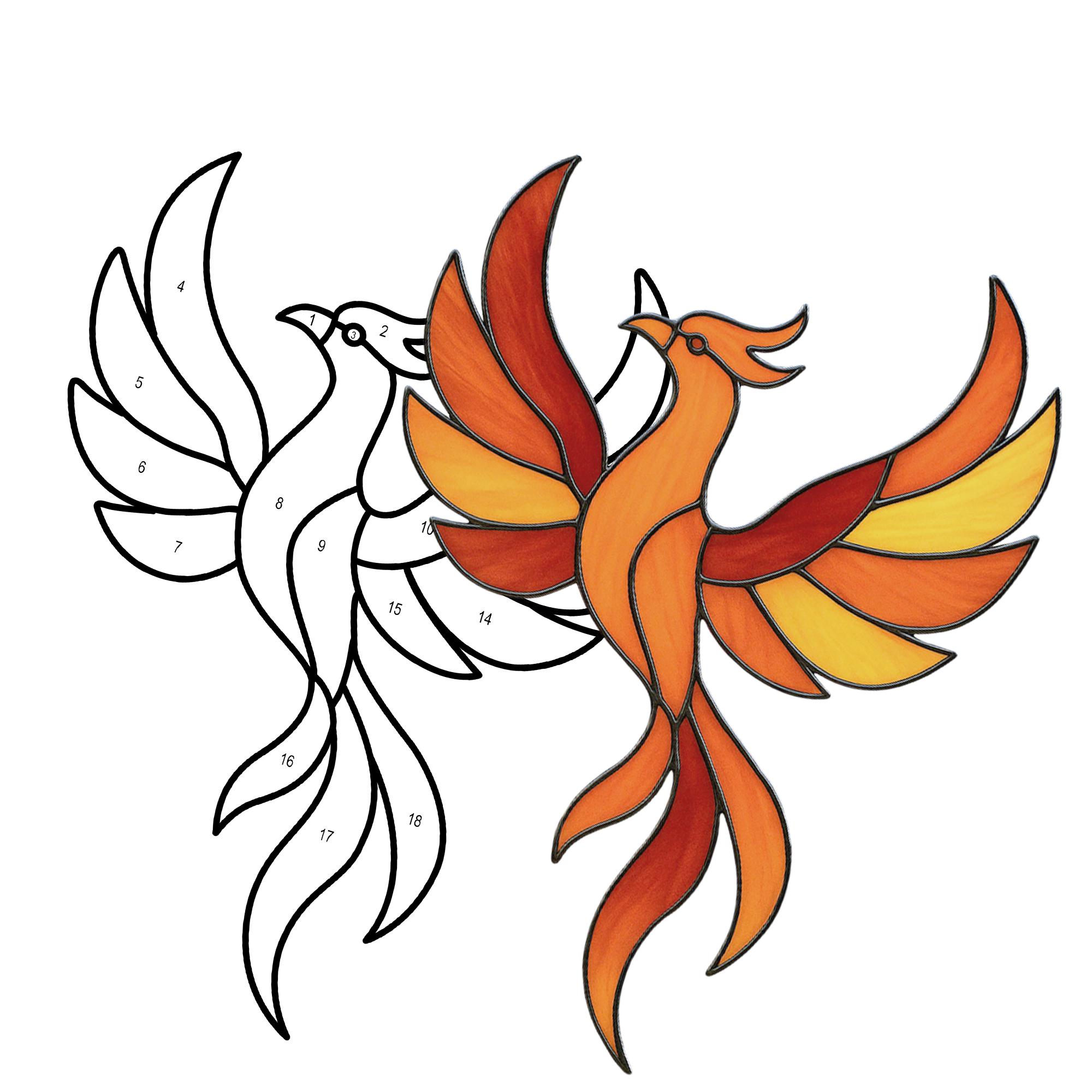 Phoenix Stained Glass Pattern, Phoenix Stained Glass Template, Firebird ...