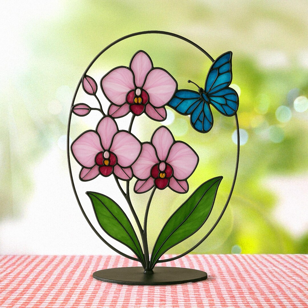 Orchid Stained Glass Pattern, Orchid Stained Glass Template, Orchid ...