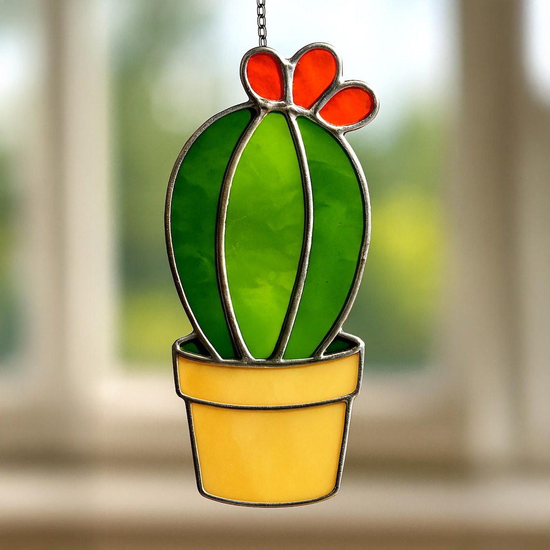 Cactus Stained Glass Pattern, Cactus Stained Glass Template, Cactus ...