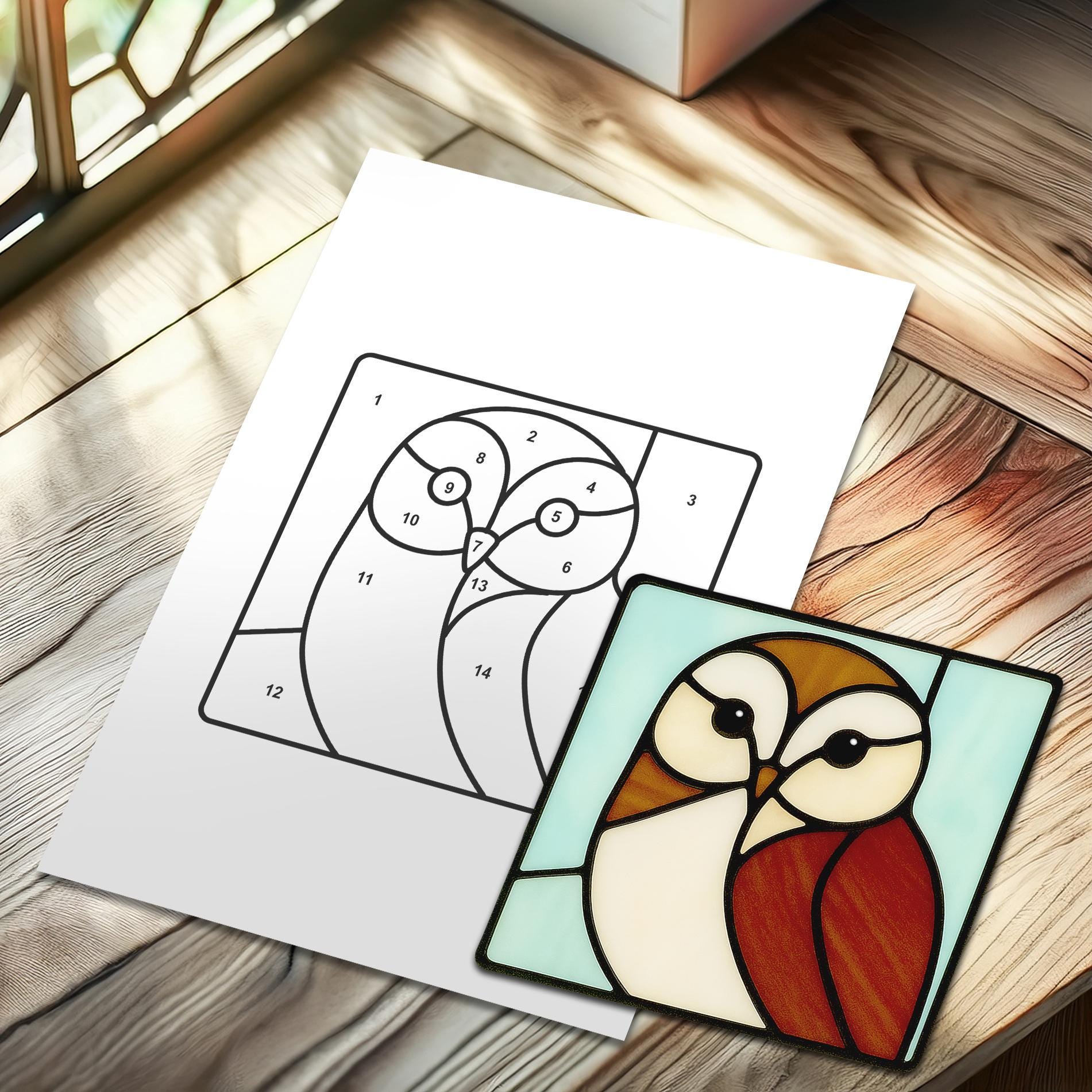 Owl Stained Glass Pattern, Owl Stained Glass Template, Owl Stained ...