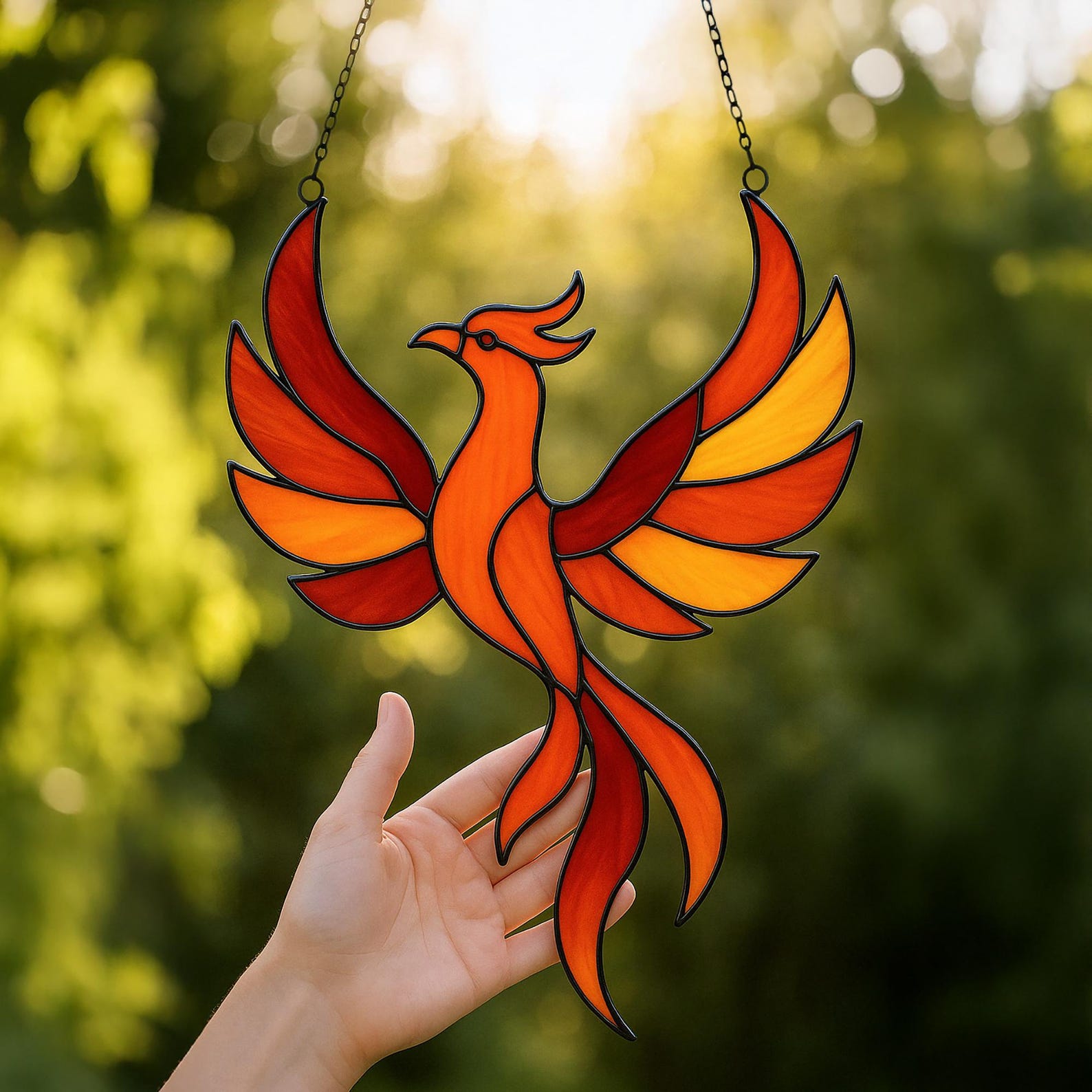 Phoenix Stained Glass Pattern, Phoenix Stained Glass Template, Firebird ...