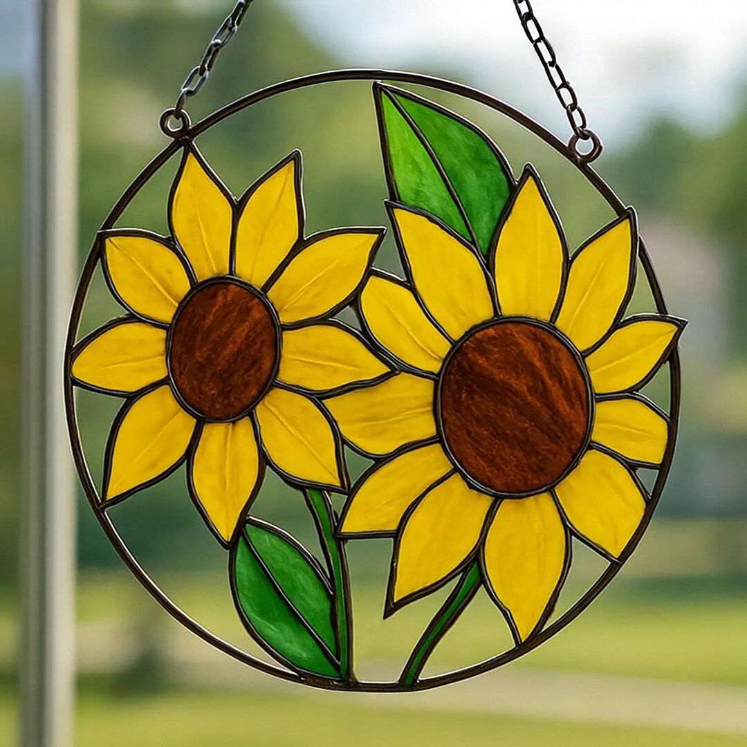 Sunflower Glass Pattern, Sunflower Stained Glass Template, Sunflower ...