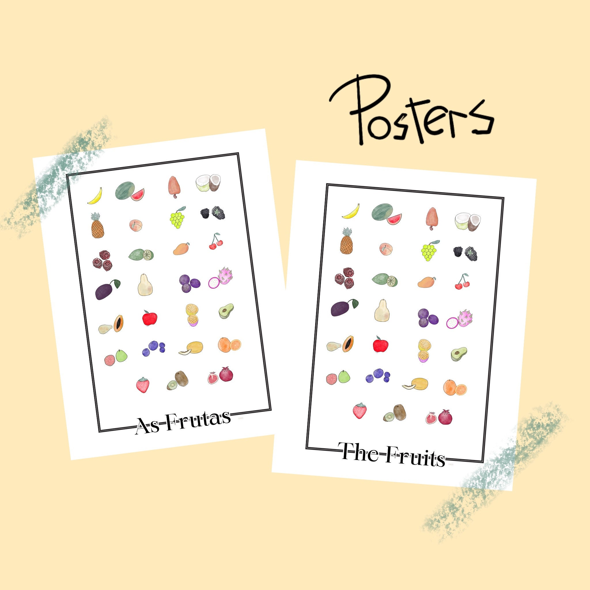 Frutas - Fruits - Cute - Português BR E Inglês - BR Portuguese and ...