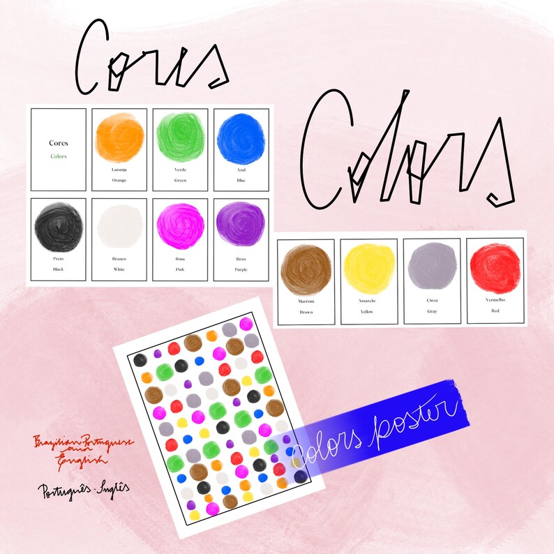 Cores Colors Português BR E Inglês BR Portuguese and English Montessori ...