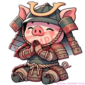 Kawaii × Samurai – Cute Japanese Pig Clipart (18 Pngs, Transparent ...