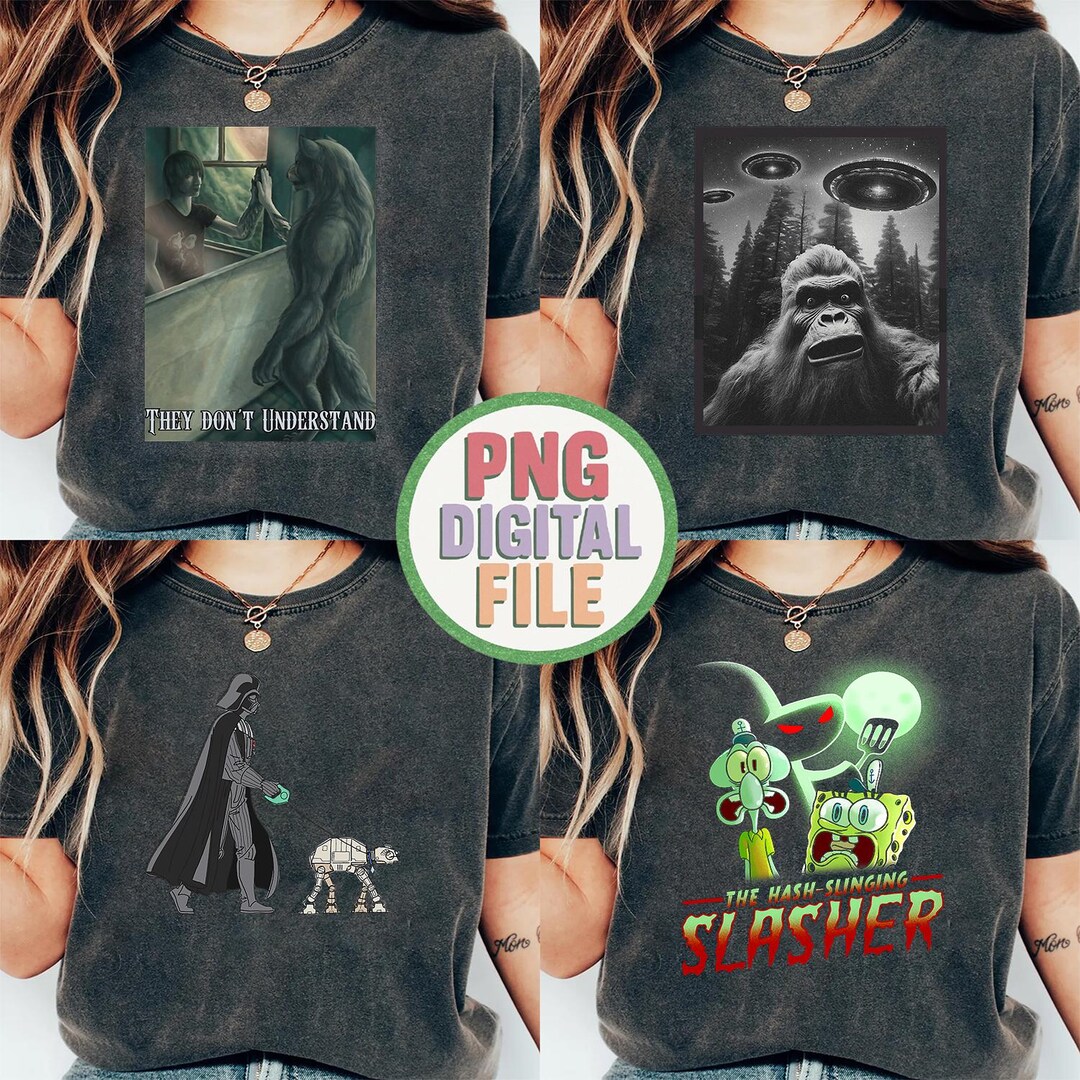 Funny PNG Bundle – Cat Bigfoot Alien UFO, Werewolf Literally Me, Darth ...