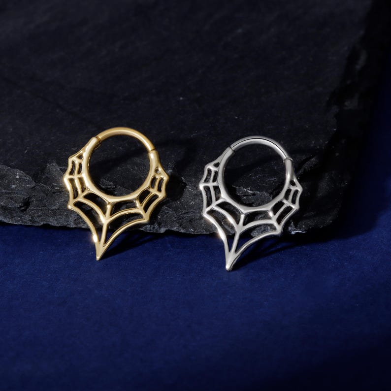 Spider Web Nose Ring Hoop| Punk Septum Ring or Daith Earring| Gothic ...