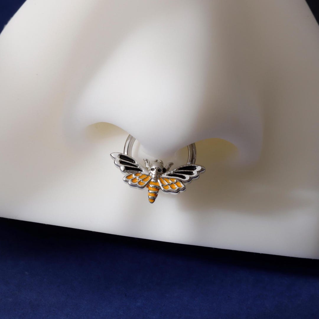 16G Death Moth Septum Ring| 316L Steel Daith Jewelry| Gold Septum ...