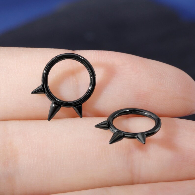 Black Spike Septum Ring| Titanium Gothic Daith Earring| Punk Piercing ...