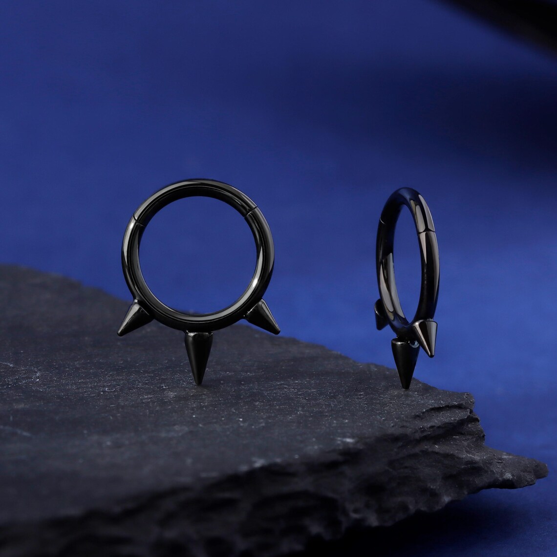 Black Spike Septum Ring| Titanium Gothic Daith Earring| Punk Piercing ...