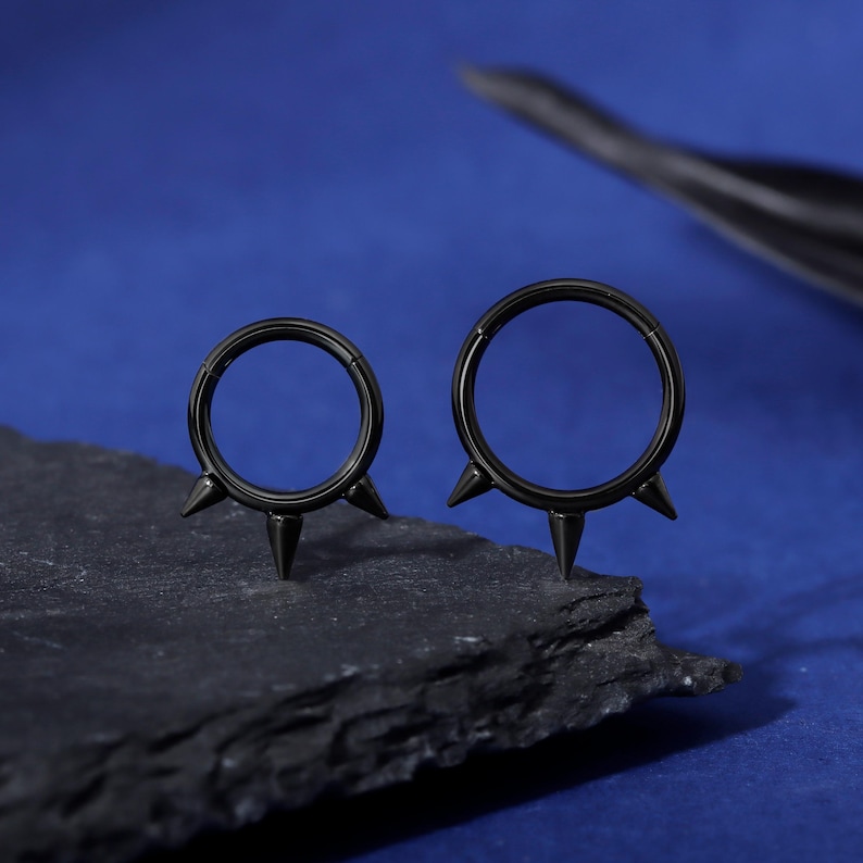 Black Spike Septum Ring| Titanium Gothic Daith Earring| Punk Piercing ...