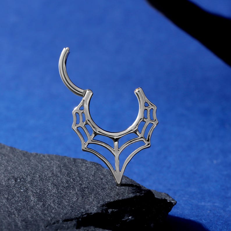 Spider Web Nose Ring Hoop| Punk Septum Ring or Daith Earring| Gothic ...