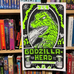 Godzilla Head Glow in the Dark Screen Print - Etsy