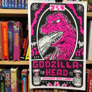 Godzilla Head Glow in the Dark Screen Print - Etsy