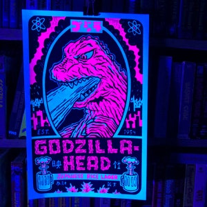 Godzilla Head Glow in the Dark Screen Print - Etsy