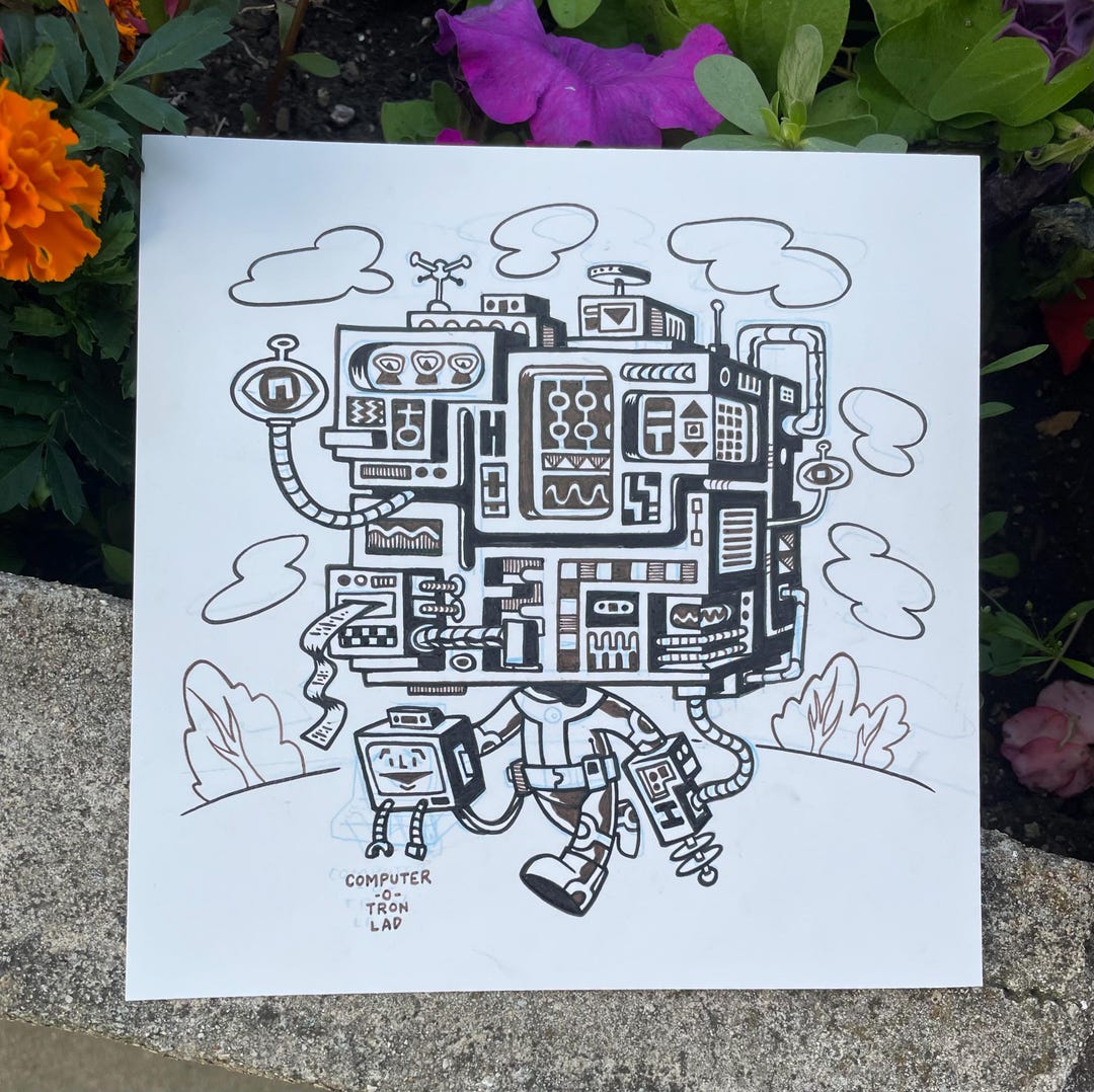 Computer Lad Drawing - Etsy