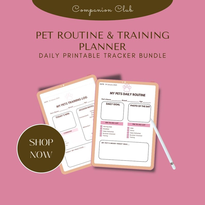 Pet Routine & Training Log - 4-day Printable Tracker Bundle - Daily Dog ...
