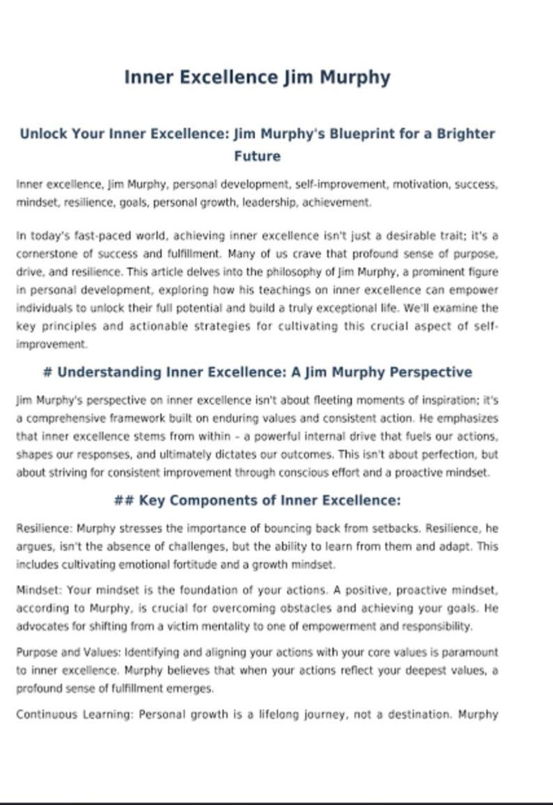 Inner Excellence by Jim Murphy - Etsy