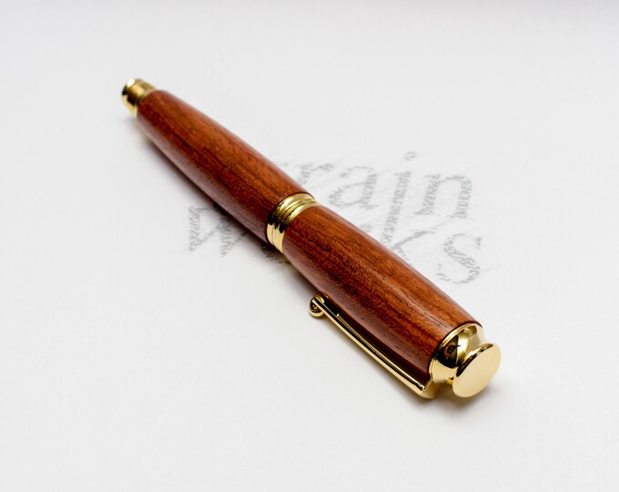 Rollerball Pen - Virage Style - Bubinga Wood With Gold Accents (gift ...