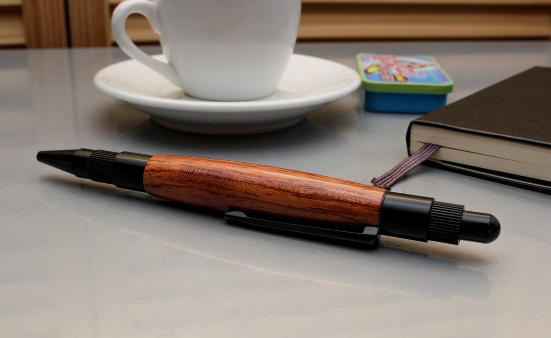 Wood Ballpoint Pen - Stratus Style - Bubinga With Black Enamel Accents ...