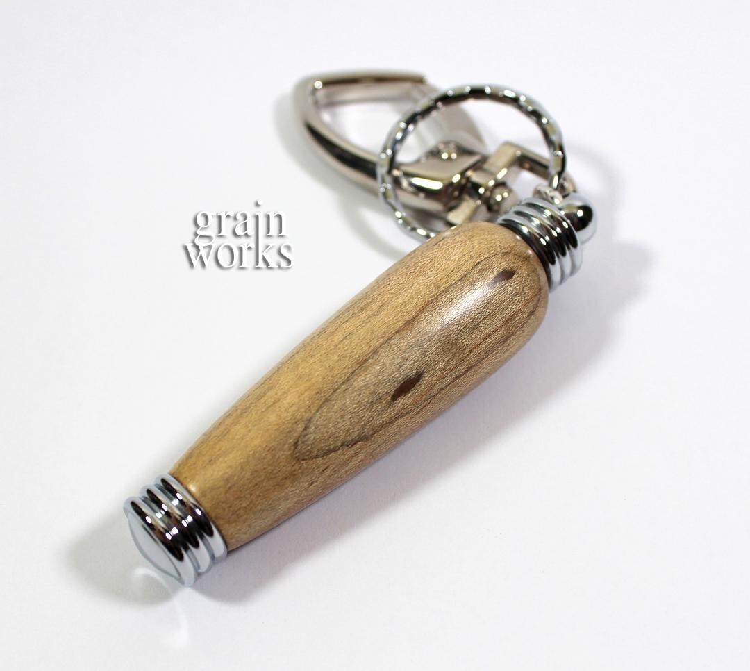 Wood Bag Charm / Secret Compartment Key Chain - Spalted Maple Wood With ...