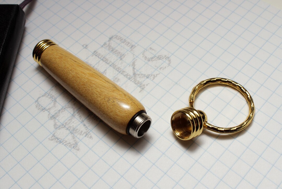 Wooden Secret Compartment Key Chain - Ziricote Sapwood With 24kt Gold ...