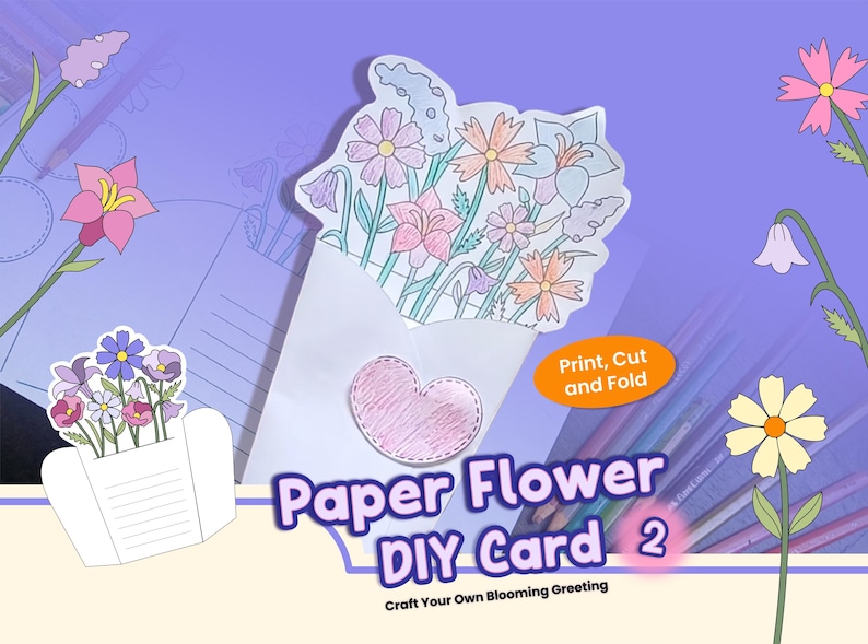 Paper Flower Bouquet Card Craft Kit | Kids Spring Activity (printable ...