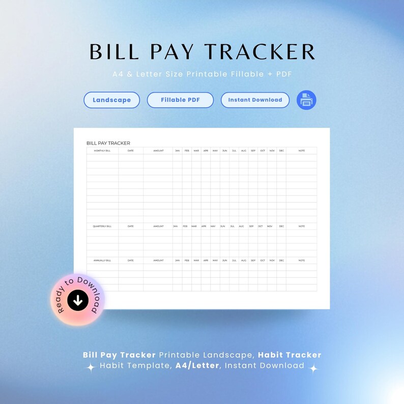 Bill Pay Organizer Checklist, Monthly Bill Planner Printable, Debt ...