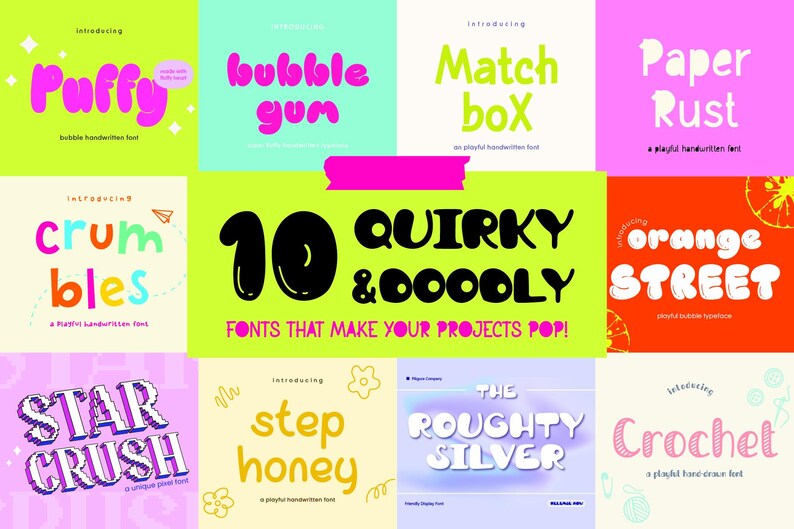Doodle Font Bundle: 10 Hand‑drawn Fonts for Creative Projects & Digital ...
