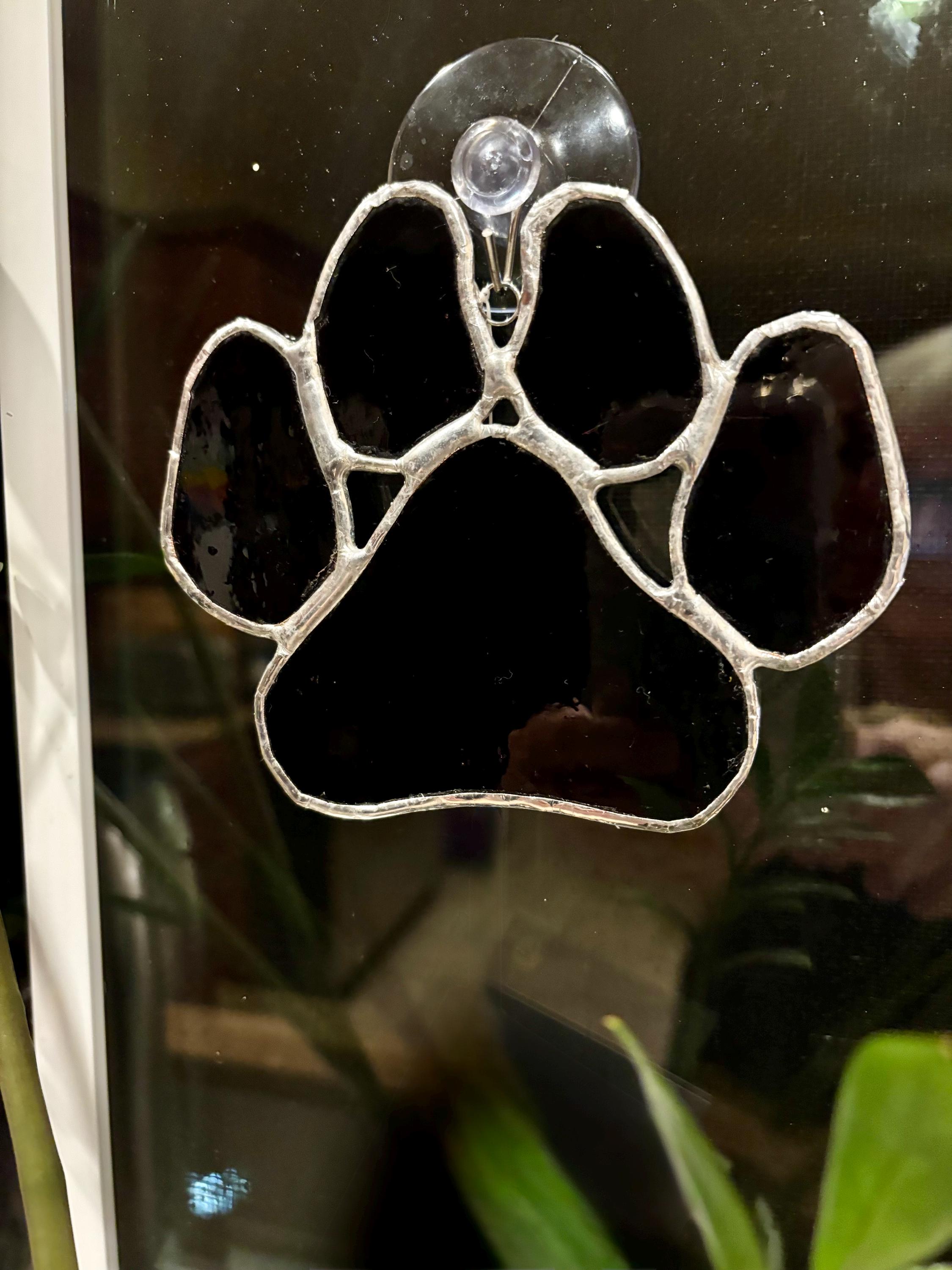 Large Stained Glass Dog Paw Suncatcher/art Glass. SCOTTIE - Etsy