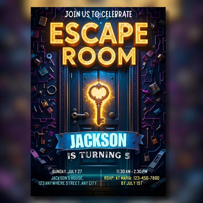 Editable Escape Room Birthday Invitation, Mystery Party Invite, Puzzle ...